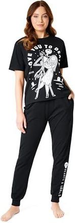 Disney Pyjama Femme Jack Skellington Ensemble de Pyjama Halloween Noël Vêtements de Nuit Femme Fille Ado Tailles S-2XL (Noir/Love, 2XL)