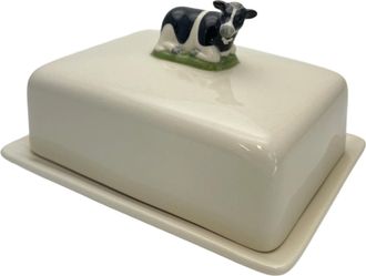 Quail Ceramics | Freisian Cow Real Butter Dish | Home Gift for Country Kitchens