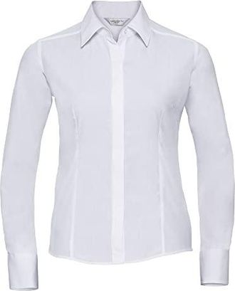 Russell Athletic Collection - Chemisier à Manches Longues en Popeline - Femme (S) (Blanc)