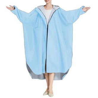 Generic Blouson Chaud Femme Veste imperm&eacute;able longue pour femmes avec capuche en mat&eacute;riau PU l&eacute;ger pour activit&eacute;s de plein air et (BU3, One Size)