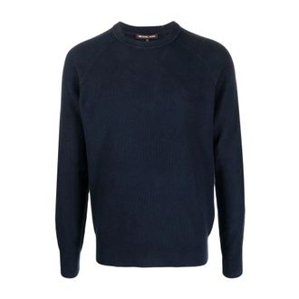 Michael Kors Blauer Baumwollpullover mit Rundhalsausschnitt - - Knitwear - Herren - Blau - L