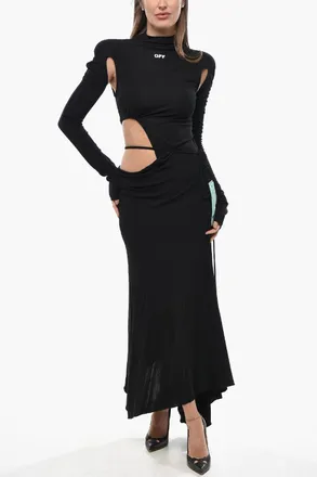 Off-white Ausgestelltes Kleid aus Viskose mit Cut-outs Off-White