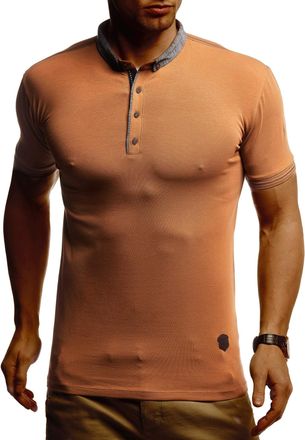 LEIF NELSON Sommer Poloshirt Kurzarm Herren T-Shirt Kragen (Braun, Größe XL) - Coole Männer Poloshirts lang Baumwolle - Polo Shirt for Men Tshirt