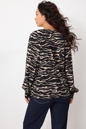 Next Langarmbluse Lang&auml;rmlige Bluse mit Rundhalsausschnitt (1-tlg)