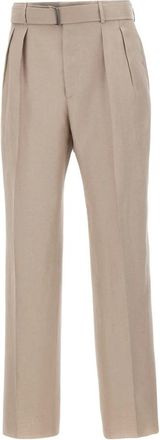 Tagliatore Homme, Pantalons, Beige, Taille: S Pantalon Droit en Lin