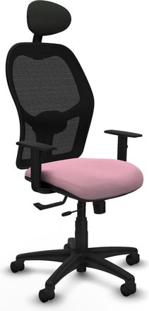 Piqueras y Crespo Schreibtischstuhl mit 1D-Armen, h&ouml;henverstellbare Lendenwirbelst&uuml;tze und festes Kopfteil, ausgestattet mit Syncro/Traslack und Schneideschaum, Schwarz