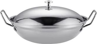 Cabilock Edelstahl Wok Pfanne Bratpfanne mit Deckel Antihaft Pfanne Topf Chinesisches Pfanne Hot Pot Kochgeschirr f&uuml;r K&uuml;che Zuhause Restaurant Gasherd Induktio