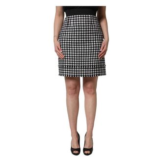 Dolce & Gabbana Femme, Jupes, Noir, Taille: 46 FR Mini-jupe taille haute pied-de-poule
