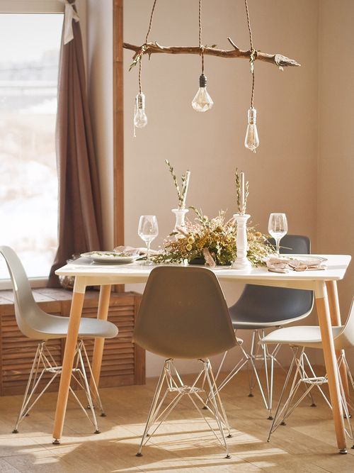 plafonnier en bois ampoule déco