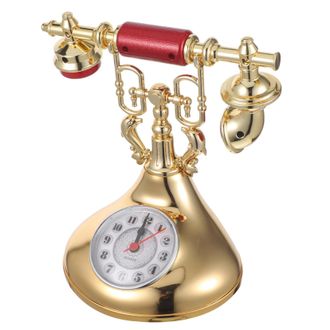 Cabilock Vintage Telefonuhr Dekorativ Tischuhr Einzigartig Desktop Ornament Retro Stil Robust Langlebig Verarbeitung Lange Nutzungsdauer Schlafzimmer Büro Gesc