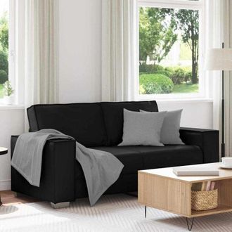 vidaXL Vidaxl - Canap&eacute; Loveseat 180 cm avec coussin Noir Faux cuir