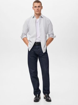 Mango Chemise 100 % coton rayures bicolores gris - Homme - XXL - MANGO MAN