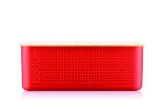 Bodum 11555-04 Bistro Boite à Pain Grand modèle, Couvercle Bambou - 24 cm x 37 cm x H 14 cm Rouge