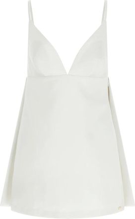 Elisabetta Franchi Femme, Tops, Blanc, Taille: 38 FR Duchess Satin Mini Dress