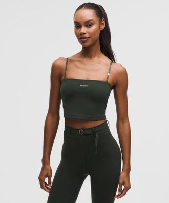lululemon Everlux Crop-Tanktop mit Spaghettitr&auml;gern f&uuml;r A/B-Cups f&uuml;r Frauen - Gr&ouml;&szlig;e XL in Rainforest Green