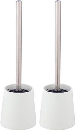 WENKO WC-Garnitur Mod Sortino freistehende Toilettenb&uuml;rste Silikon selbstreinigend mit Edelstahl-Stiel austauschbarer schwarzer B&uuml;rstenkopf &Oslash; 7.5 cm Ma&szlig;e &Oslash; 