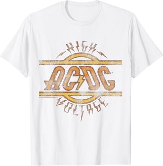 F4NT4STIC Offizielles AC/DC High Voltage Logo Weiß T-Shirt