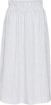 Vero Moda Vmberta Pia Hw Calf Jupe JRS GA midi, Blanc Neige/Rayures : Bleu de Chine, XL Femme