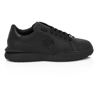 Philipp Plein unisex, Chaussures, Noir, Taille: 46 EU Nappa Leather Low-Top Baskets Hexagon