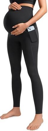 CRZ YOGA Butterluxe Leggings de Maternité avec Poches Yoga Grossesse Pantalonover - 71 cm Noir 38