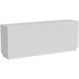 Dmora Buffet Masainas, buffet de salon à quatre portes battantes, effet roseau, 150 x 40 x 48 cm, blanc