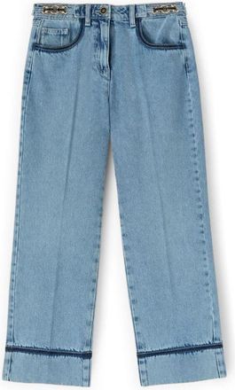 Motivi Femme, Jeans, Bleu, Taille: 36 FR Jean large court avec cha&icirc;ne