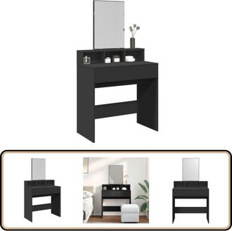 vidaXL Schminktisch mit Spiegel Schwarz 80x41x144,5 cm - Schminktisch - Kosmetikschrank - Badezimmermöbel - Spiegelkommode - Makeup Tisch