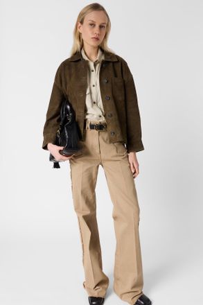 Gerard Darel Surchemise en cuir velours - ROSE - Vert Kaki