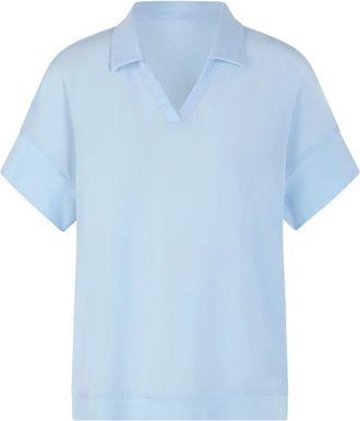 Marc Cain Femme, Tops, Bleu, Taille: 42 FR Blusenshirt aus Materialmix