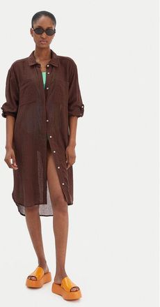 Seafolly Hemd Crinkle 55536-CU Braun Relaxed Fit