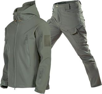 Generic Homecoming Tenue dextérieur en polaire pour homme - Veste dextérieur en polaire souple - Couleur unie et camouflage - Veste et pantalon coupe-vent et 