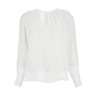Max Mara Bluse mit gerafftem Kragen - - Blouses & Shirts - Damen - Wei&szlig; - S