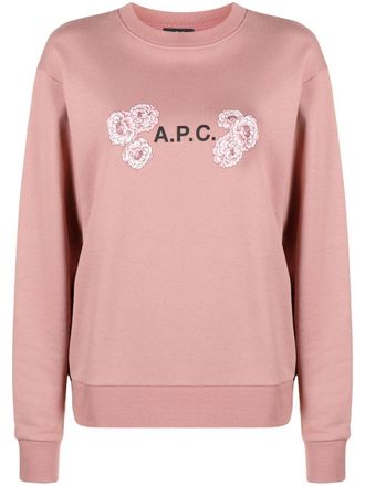 A.P.C. sweat en coton à logo imprimé - Rose