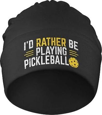 Generic Femme Homme Bonnets De Ski Je Pr&eacute;f&eacute;rerais Jouer Au Pickleball Bonnet dhiver Doux Bonnet &Agrave; Revers Chaud Bonnets Tricot&eacute; pour Course Quotidien Cyclisme