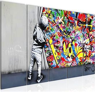 Runa Art Peinture Behind the curtain Impression sur Toile intissee Decoration Murale Salon Chambre 043556a