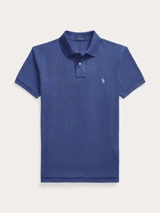 Ralph Lauren Polo ajust&eacute; bleu en coton piqu&eacute;