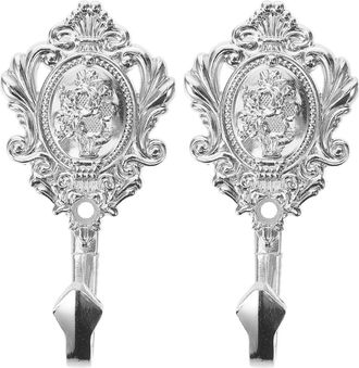 Amosfun Vintage Vorhanghaken Aus Zinklegierung Mit Rosenschnitzdesign 2 St&uuml;Ck Wandhaken Raffhalter F&uuml;R Vorh&auml;Nge Und Gardinenzubeh&ouml;R in Bronze F&uuml;R Klassische U