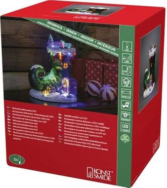 Konstsmide LED Weihnachtsstiefel, mit Musik, Trafo- und batteriebetrieben, Multi, 4.5V Innentrafo/batteriebetrieben, Innen, 11 MulticolourDioden, schwarzes Kabel