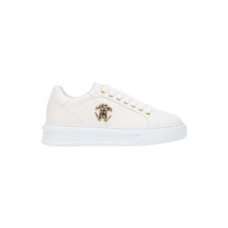 Roberto Cavalli Femme, Chaussures, Blanc, Taille: 39 EU Baskets With Mirror Snake Monogram