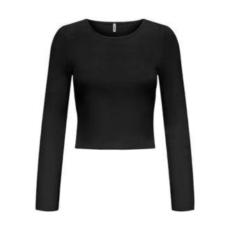 Only Only, Femme, Tops, Noir, Taille: 40 FR Top en maille &agrave; manches longues et col rond