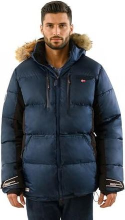Geographical Norway Danodb Men Dsitribrands Production - Parka Longue Chaude Homme Automne Hiver - Manteau Impermeable Deperlant - Veste Capuche Fourrure Outdoor - Blouso