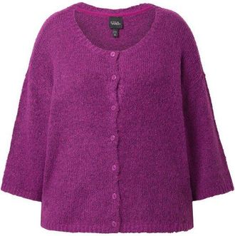 Ulla Popken Strickjacke Strickjacke Oversized Rundhalsausschnitt 3/4-Arm