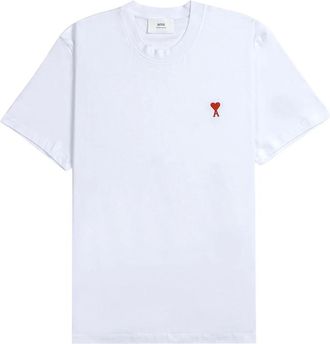 Ami Homme, Tops, Blanc, Taille: L T-shirt Coeur en Coton Bio