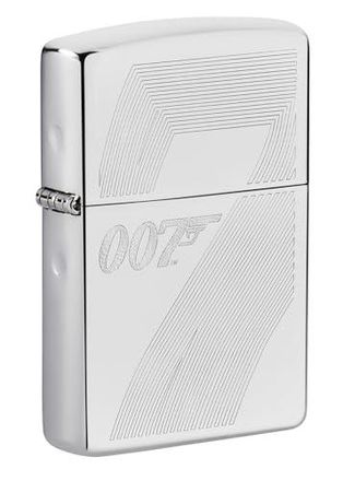 Zippo Sturmfeuerzeug - James Bond, High Polish Chrome, Auto Engrave - Nachfüllbar - Wiederverwendbar - Windfestes Design - Geschenkbox - Made in USA