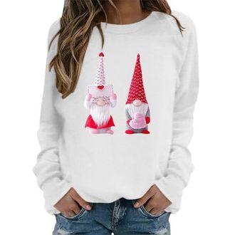 Generic Sweat-shirt de Saint-Valentin 2026 pour femmes, sweatshirts de Saint-Valentin &agrave; manches longues et col rond, pull tendance graphique, blanc, M