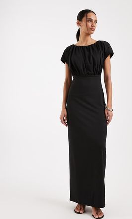 4th & Reckless Bodycon-Maxikleid aus weichem Jersey in Schwarz mit drapiertem Oberteil, R&uuml;ckenausschnitt und Bindedetail