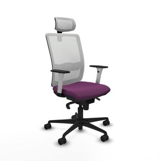 Piqueras y Crespo Haches lila Schreibtischstuhl mit wei&szlig;en und schwarzen Armlehnen, h&ouml;henverstellbare Lendenwirbelst&uuml;tze und h&ouml;henverstellbares Kopfteil, Wei&szlig;/Violett