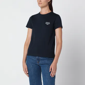 A.P.C. Dunkelblaues Baumwoll-T-Shirt mit Stickerei