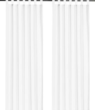 Heimtexland Dekoschal mit Schlaufen und Kräuselband Uni weiß HxB 245x140 Blickdicht Aber Lichtdurchlässig - Vorhang natürlich matt einfarbig - Schlaufenschal Band