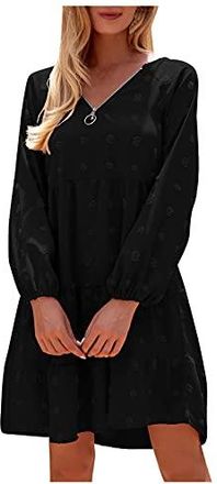 Generic Robes amincissantes 2026 pour femmes, sweatershirts &agrave; manches longues, fermeture &eacute;clair, col en V, l&eacute;ger, mini robe &agrave; volants, surdimensionn&eacute;e, couleu